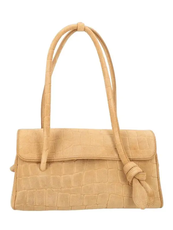 Jacquemus Structured Handbag With Croc Effect - Beige