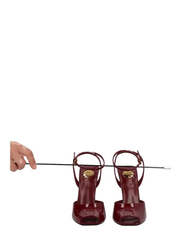 Saint Laurent Patent Leather Ankle-strap Heeled Sandals - Bordeaux