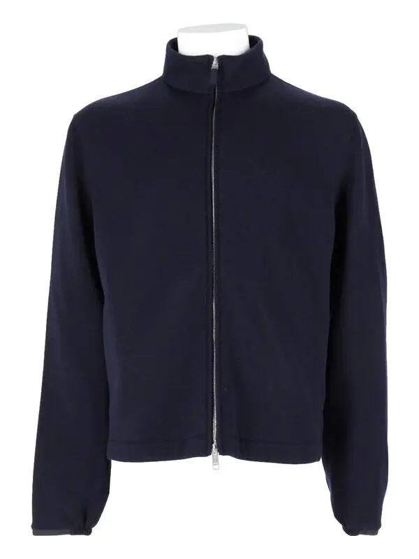 Zegna Wool, Cotton & Mulberry Silk Sweatshirt With Vitello Leather Details - Black