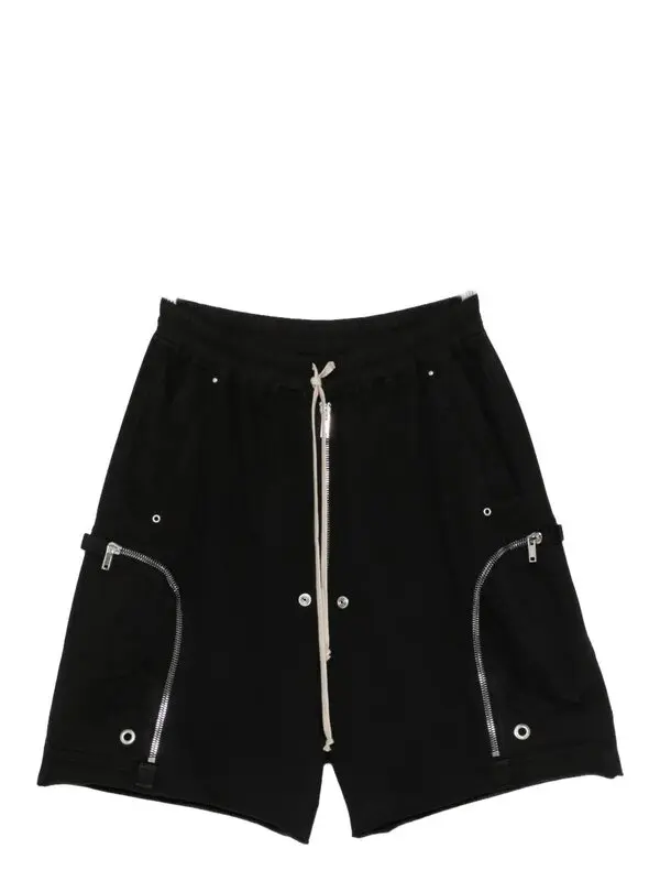 Rick Owens Cotton Drawstring Shorts With Zip Pockets - Nero