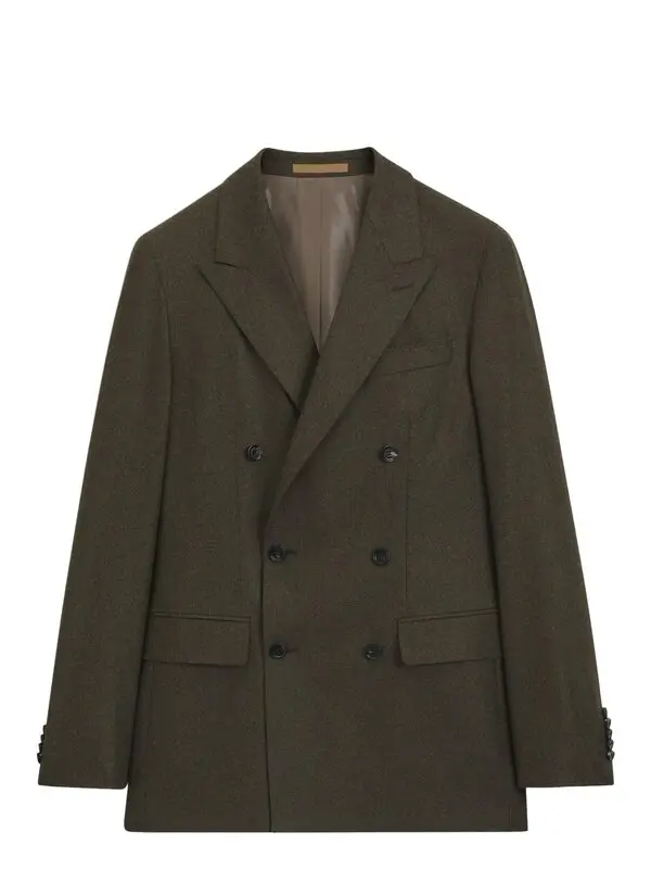BOSS Regular-fit Double-breasted Wool Blazer With Cashmere - Light Green