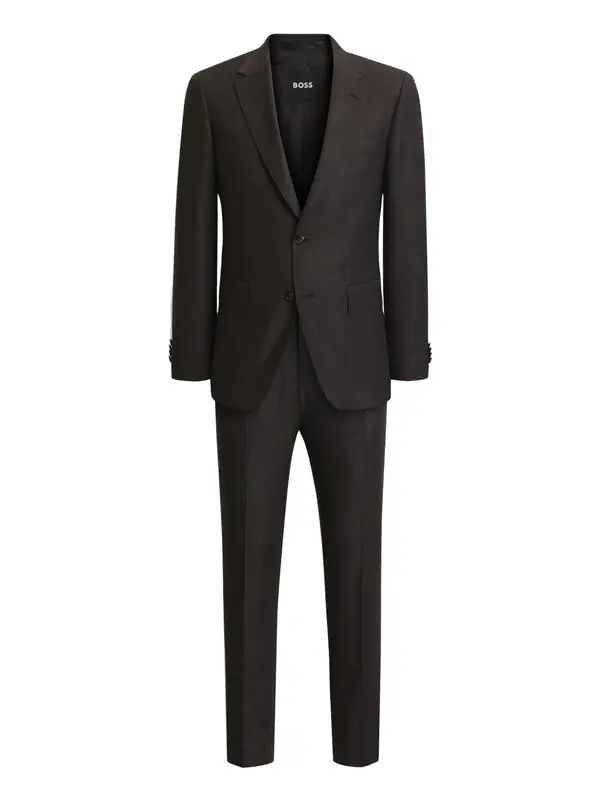 BOSS Two-piece Slim-fit Suit In Patterned Stretch Wool - Brown