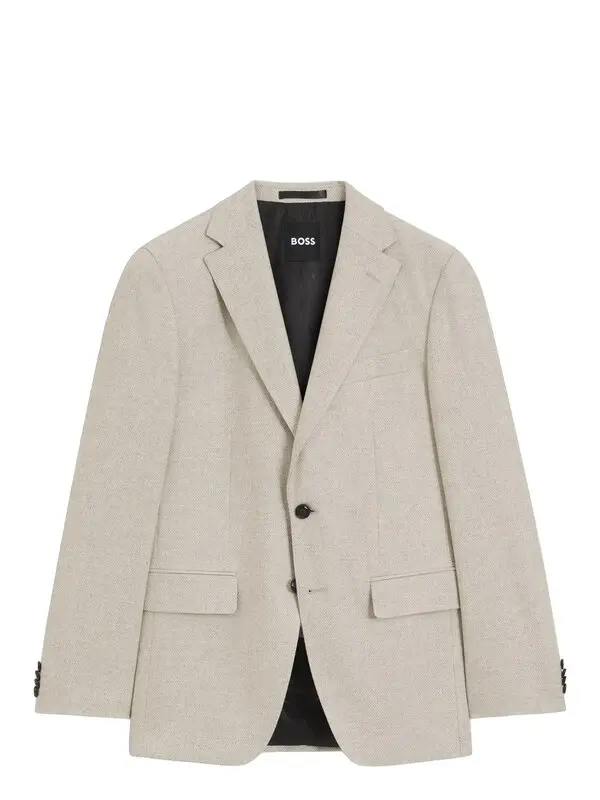 BOSS Patterned Slim-fit Blazer In A Wool-cashmere Blend - Light Brown
