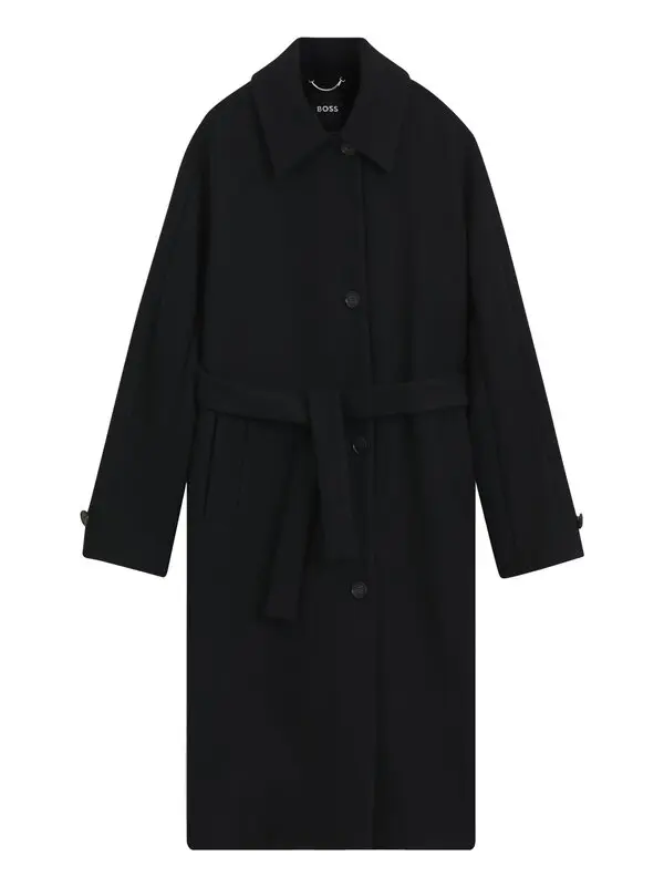 BOSS Belted Wool-blend Coat - Light Blue