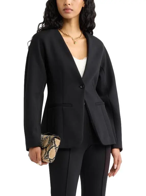 OPEN EDIT Muse Collarless Ponte Blazer - Black