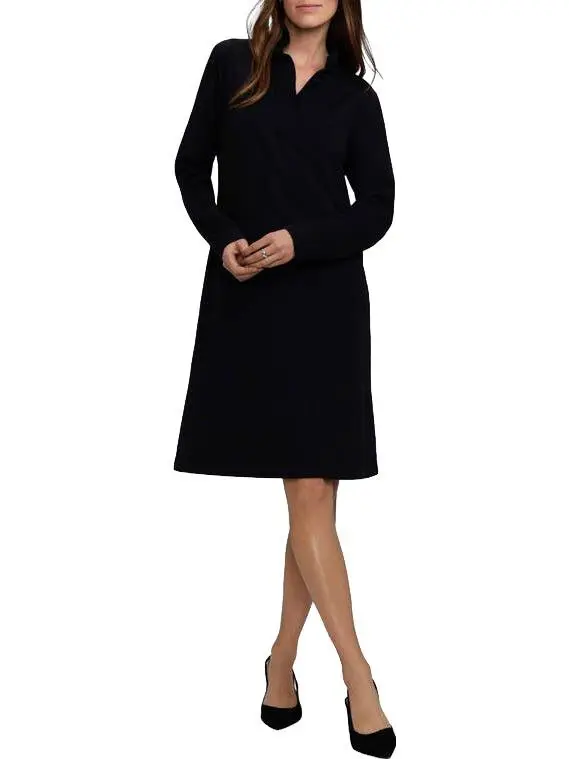Foxcroft Tammy Long Sleeve Crepe Shirtdress - Black