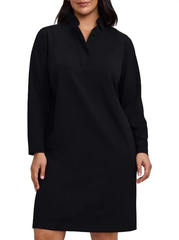 Foxcroft Tammy Long Sleeve Crepe Shirtdress - Black