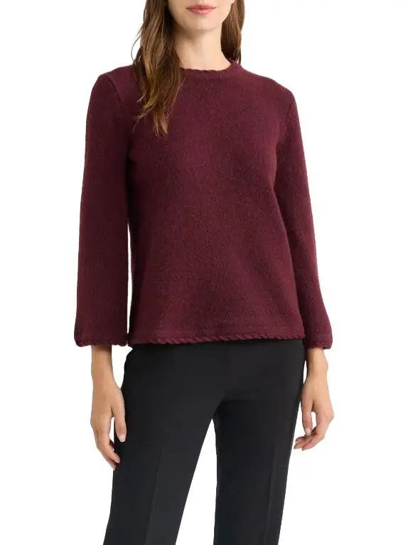 Anne Klein Braided Trim Crewneck Sweater - Barolo