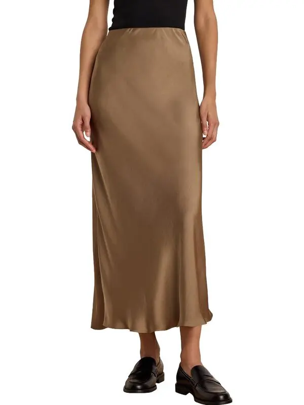 NIC+ZOE Day Gloss Midi Slip Skirt - Hazelnut
