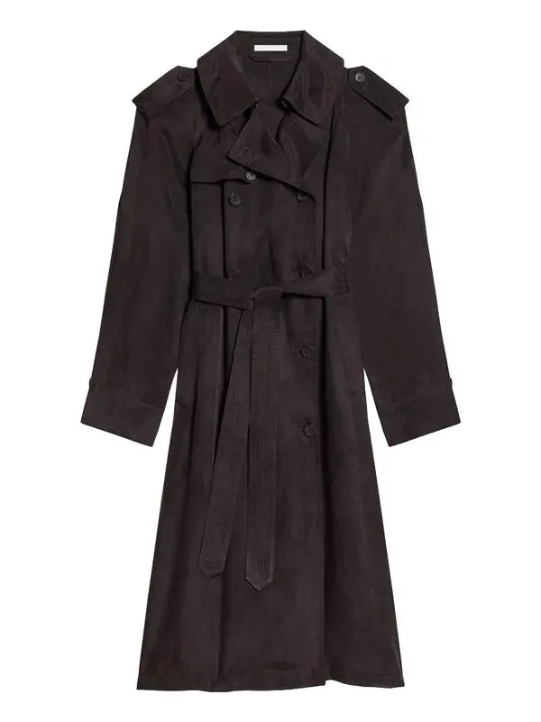 Helmut Lang Fluid Microsuede Trench Coat - Truffle