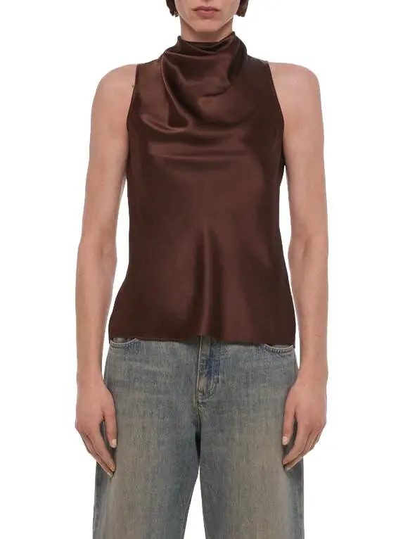Helmut Lang Silk Satin Draped Tank - Serra