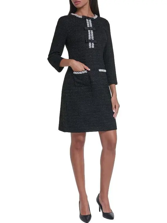 Karl Lagerfeld Paris Embellished Tweed Mini Dress - Black/silver Multi