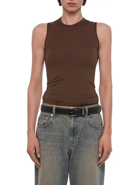 Helmut Lang Asymmetrical Cutout Tank Top - Bark