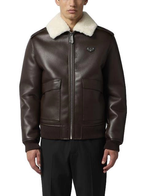 Philipp Plein Eco Shearling Aviator Jacket - Brown