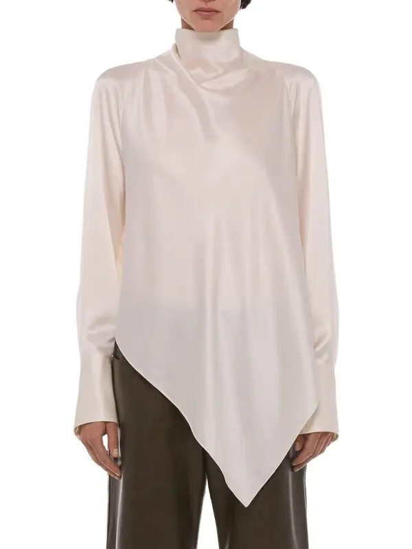 Helmut Lang Silk Cowl Neck Top - Ivory