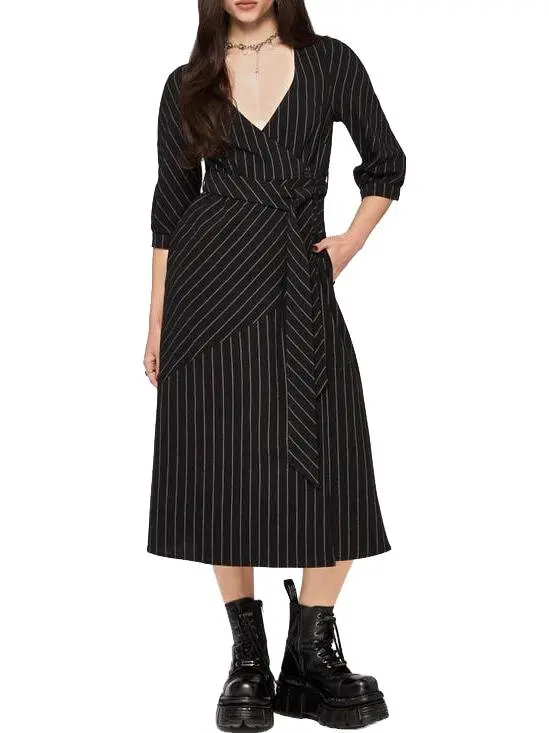 DISTURBIA Kallista Midi Wrap Dress - Black