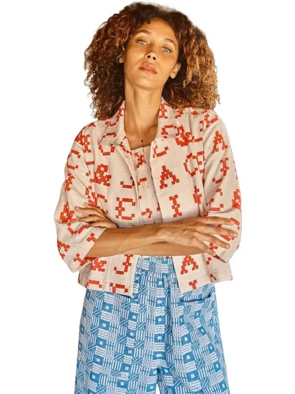 Ace & Jig Cropped Collared Button-up Jacket - Monogram