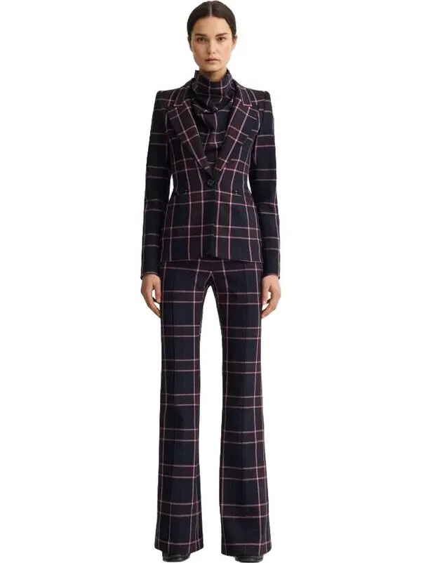Smythe Hourglass Blazer - Fig Plaid