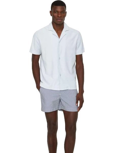 Orlebar Brown Howell Towelling Relaxed-fit Shirt - Light Sky Pool