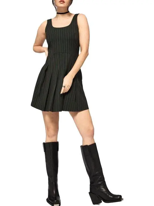 DISTURBIA Kera Pleated Mini Dress - Green
