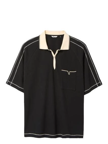 TOMBOLO Raglan Mesh Polo - Black