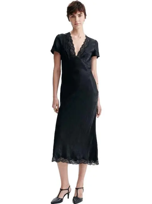 Vanessa Bruno Midi Dress With Lace Trim - Noir