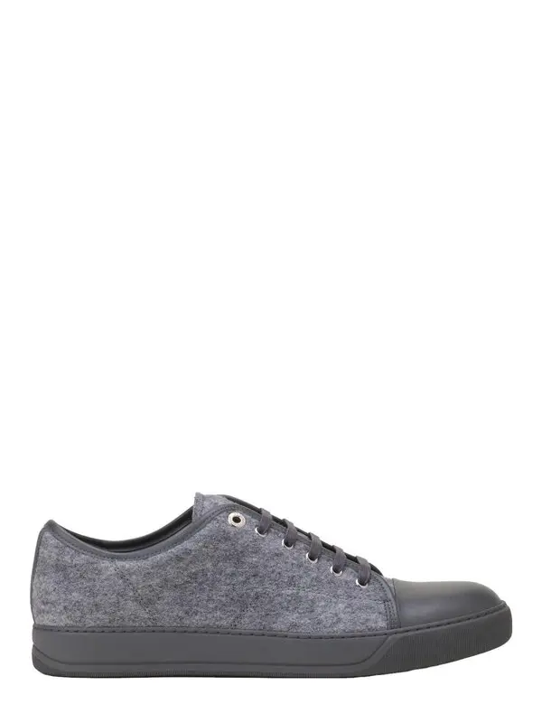 LANVIN Dbb1 Sneakers In Felt And Nappa Leather - Light Grey