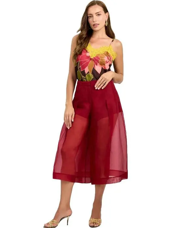 Trina Turk Amoira Floral Lace Trim V-neck Cami Top - Sera