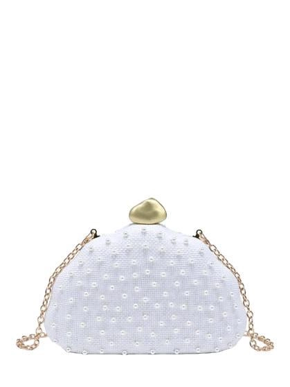URBAN EXPRESSIONS Valerie Beaded Evening Bag With Sculptural Clasp - Ivory