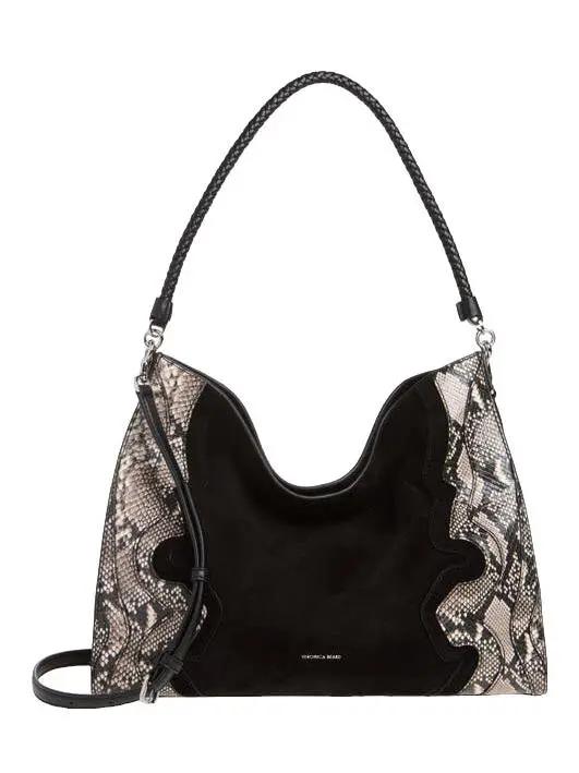 Veronica Beard Vida Leather Shoulder Bag - Black Multi