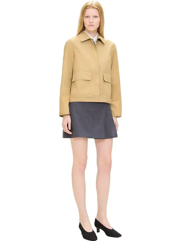 Theory Boxy Patch Pocket Jacket In Trench Cotton - Beige