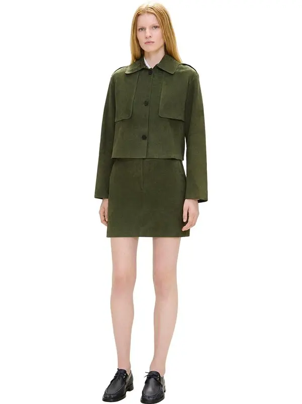 Theory Suede Mini Trouser Skirt - Ivy