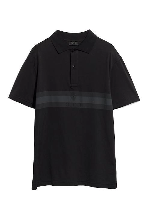 Gucci Cotton Jersey Polo Shirt With Print - Black
