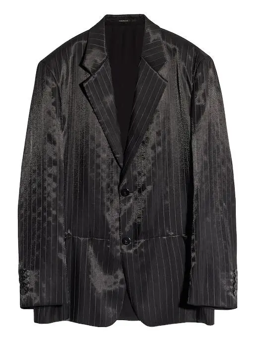 Gucci Pinstripe Wool Silk Jacket - Black