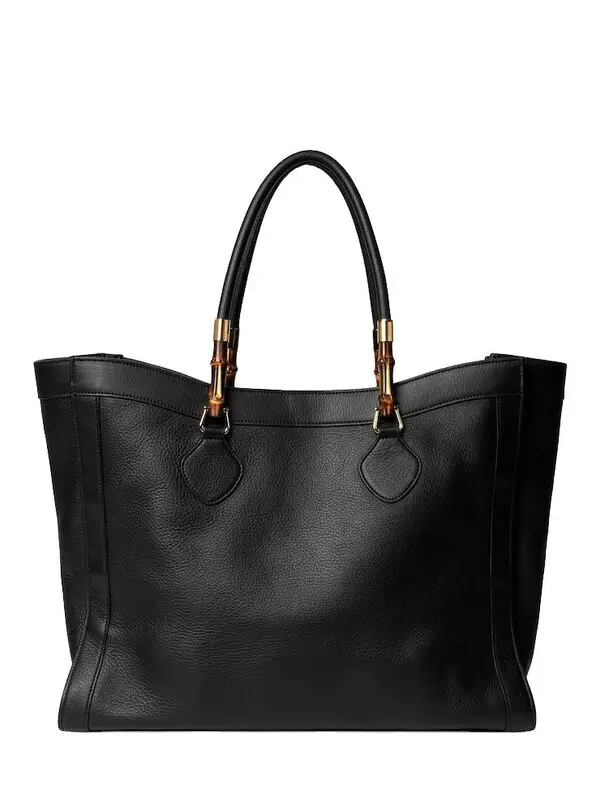 Gucci Bamboo Tote Large Bag In Leather - Black