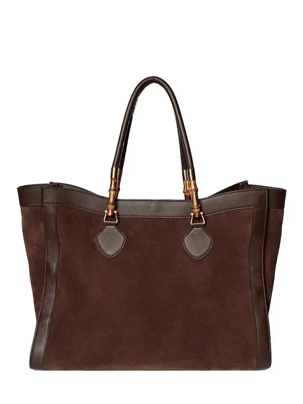 Gucci Bamboo Large Suede Tote Bag - Brown