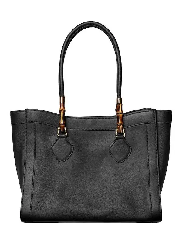 Gucci Bamboo Detail Leather Tote - Black