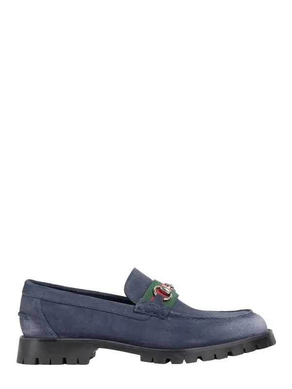 Gucci Suede Loafer With Horsebit And Lug Sole - Blue