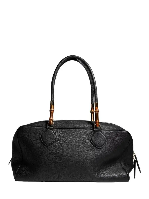 Gucci Boston Bag With Bamboo Leather Handles - Black