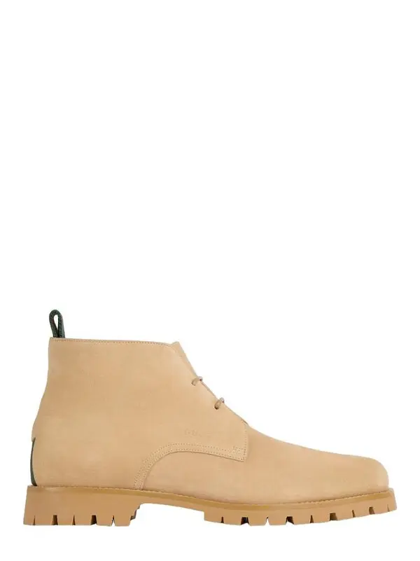 Gucci Suede Lace-up Ankle Boots With Web Detail - Beige