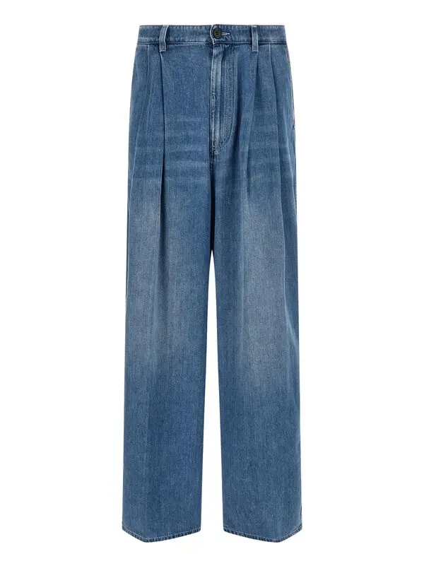 Marni Double Pleated Wide-leg Jeans - Blue