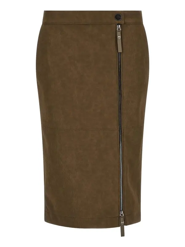 Pinko Pencil Skirt With Asymmetrical Zip Detail - Brown