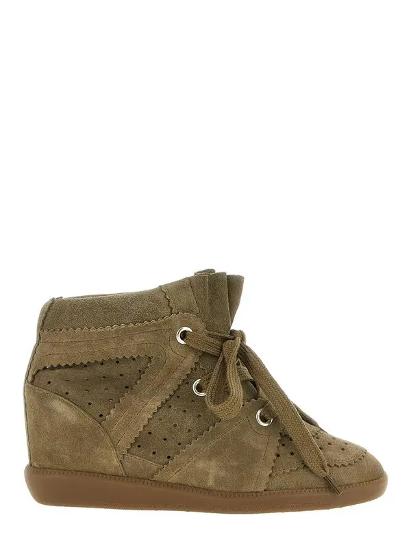 Isabel Marant Étoile Bobby Suede Lace-up Wedge Sneakers - Beige