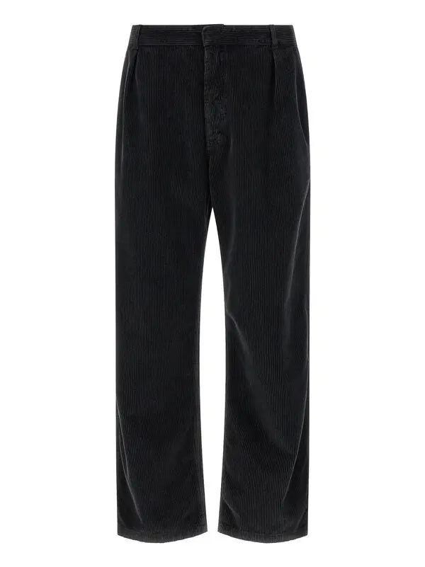 THE ROW Paulo Cotton Corduroy Pleated Wide-leg Trousers - Black