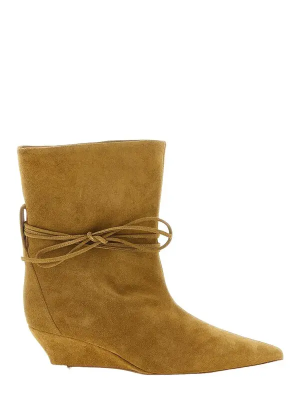 ODISSI Gemma Suede Ankle Boots With Wedge Heel - Beige