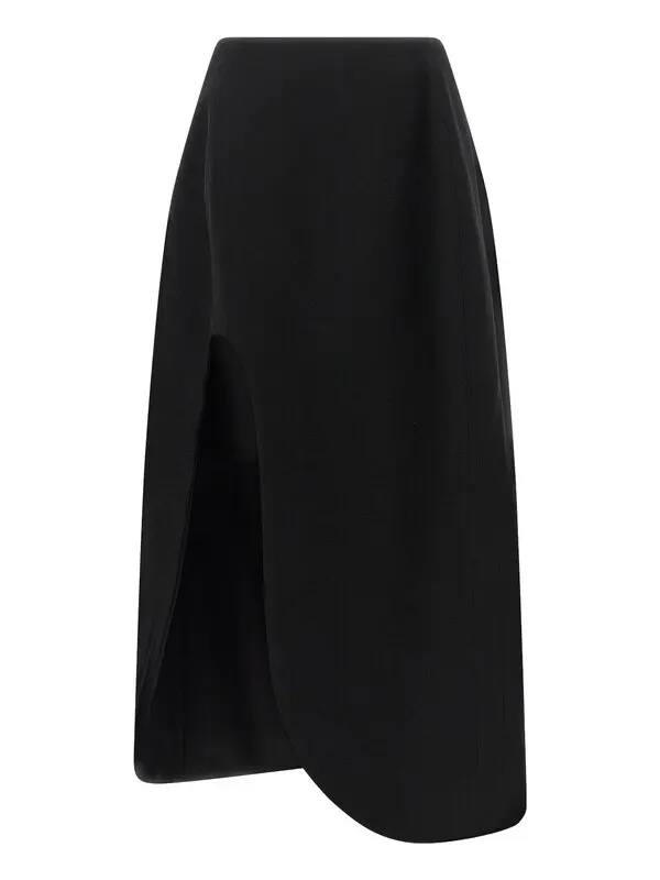 JIL SANDER Sculptural Virgin Wool Slit Skirt - Black