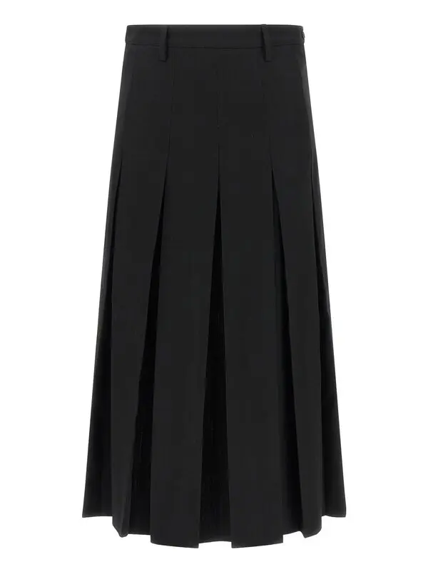 MAISON MARGIELA Overlapping Pleated Midi Skirt - Black