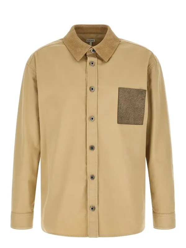 Loewe Cotton Overshirt With Tschino - Beige