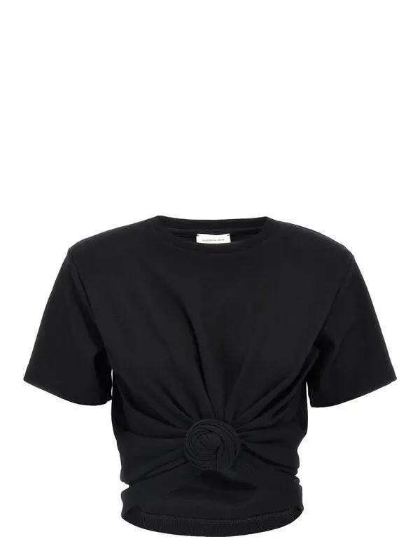 Magda Butrym Cotton T-shirt With Knot Detailing - Black