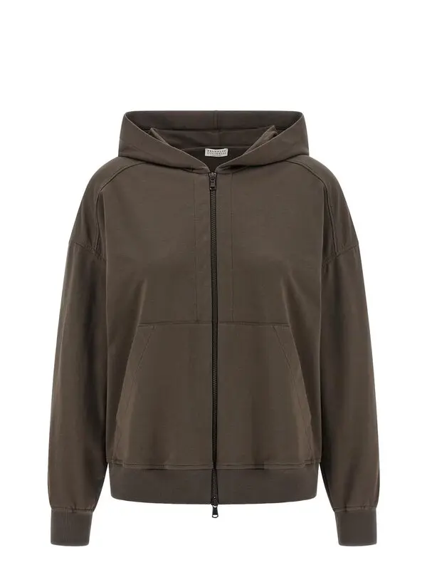 Brunello Cucinelli Monile Zip Hoodie - Brown